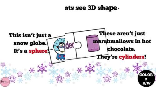 Winter Math Activity 3D Shapes Puzzles - Geometry 3D Winter Math Games