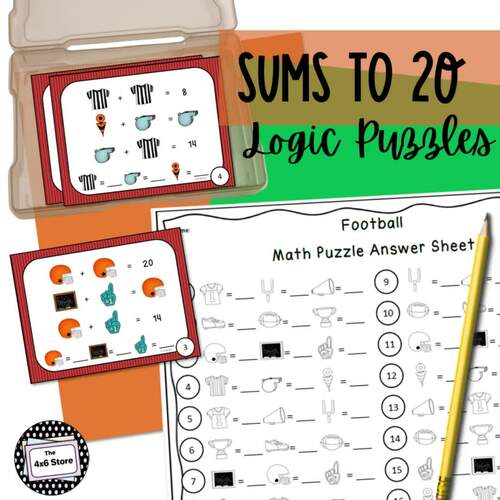 Football Math Logic Puzzle Enrichment Activity Task Cards Addition Sums ...