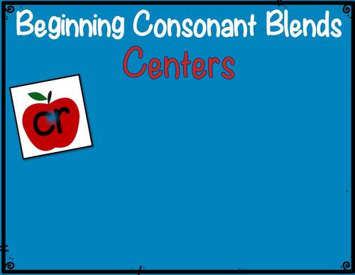 Beginning Consonant Blends Center Games With Worksheets | TPT
