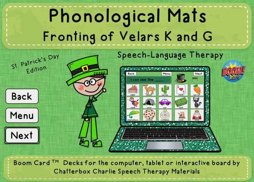 Velar Fronting Phonological Mats Articulation St. Patrick's Day Boom ...
