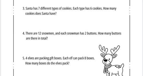 Christmas Multiplication 1-Step Word Problems | 3.OA.A.3 3.OA.C.7 |3rd ...