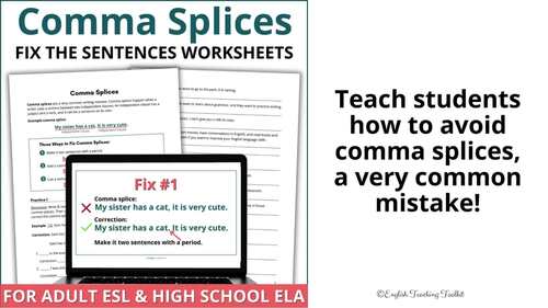 Adult ESL Punctuation Worksheets, Grammar & Writing Activities - Comma ...