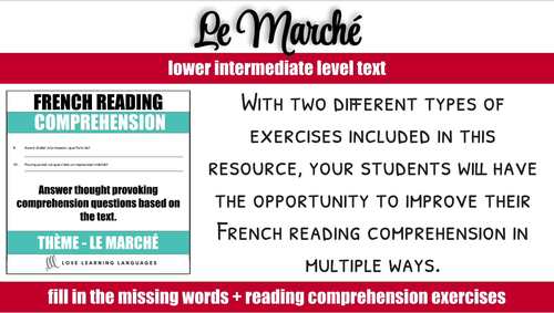 Lower Intermediate French Reading Comprehension: Le Marché | TPT