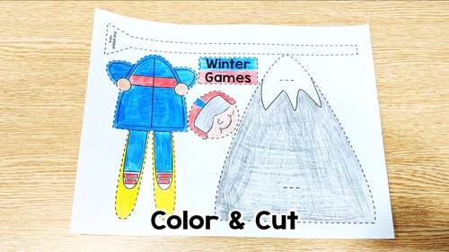 Winter Games Skiing & Snowboarding: One Page Craftivity by Primary Paradise