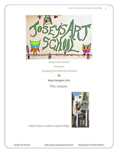 Pablo Picasso Art Lesson Cubist Dogs Pre-K to 3rd Art History and Lesson