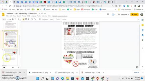 Valentines Day Claim Evidence Reasoning | CER Passage | NGSS Body Systems