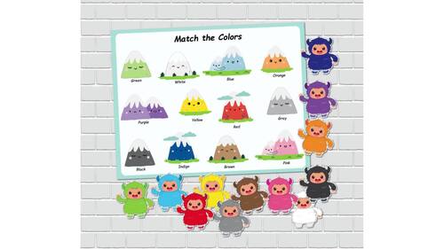 Yeti Color Sorting Game, Winter Printables, Preschool Curriculum