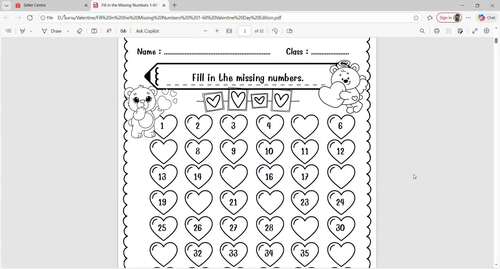 Fill in the Missing Numbers 1-60 Valentine Day Edition by chiwden
