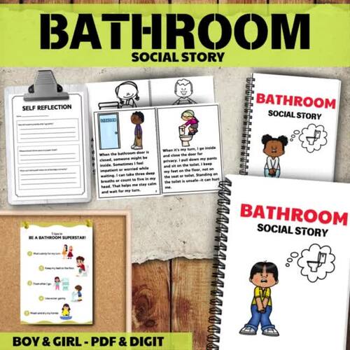 Bathroom Toileting Social Story l Appropriate Bathroom Behavior ...