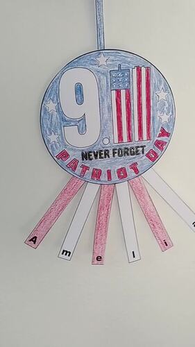 Patriot Day Name Hanging Craft Coloring Activities September 11th ...