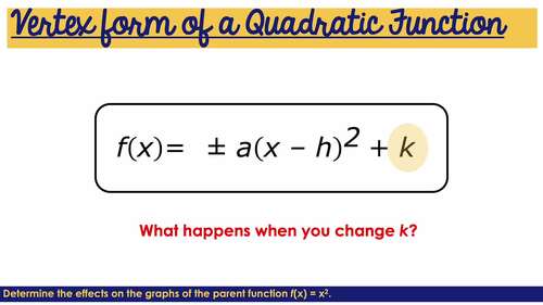 Effects on the Graphs of Quadratic Parent Functions, Transformations ...