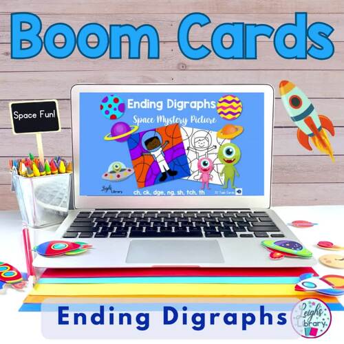 Boom Cards™ Ending Digraphs Space Mystery Picture Phonics Review