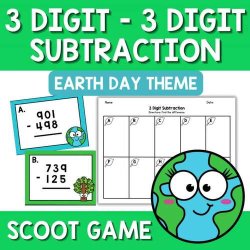Earth Day 3 Digit by 1 Digit Multiplication Scoot Game Task Cards Math ...