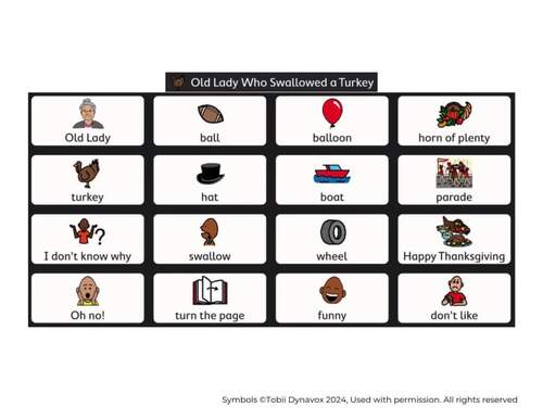 There Was An Old Lady Who Swallowed A Turkey: AAC Picture Book Series