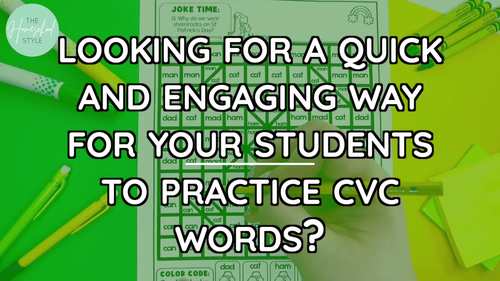 St. Patrick's Day CVC Words Practice Color by Code Editable Worksheets