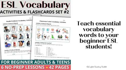 Beginner Adult ESL Vocabulary Activities Worksheets & Flashcards Set 2