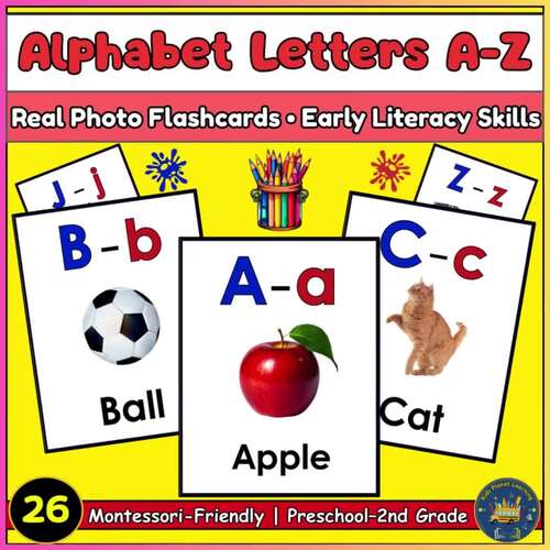 Alphabet Flashcards A-Z | Uppercase & Lowercase Letters with Pictures ...