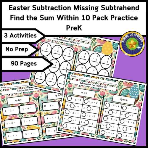 Easter Subtraction Math 10 Fact Fluency Place Value Logic Puzzle Number ...