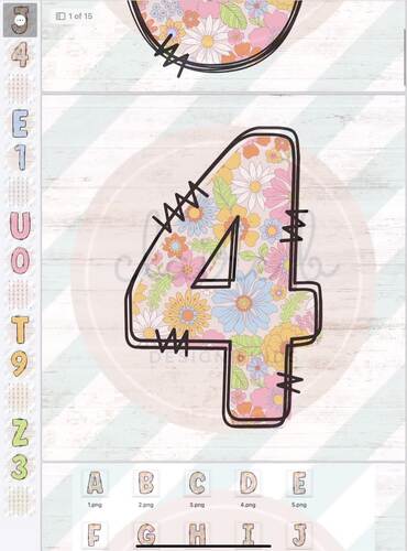 Pastel Flowers & Solid Doodle Font Alphabet & Numbers Set with 180 PNG ...