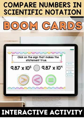 Comparing Numbers in Scientific Notation | Boom Cards by Math and Glitter