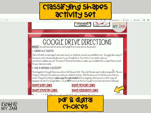 Classifying Shapes Geometry Activities | Digital Included by Fifth is ...