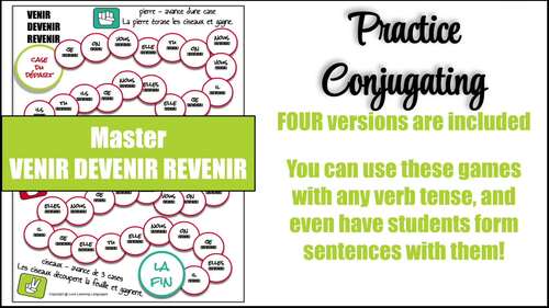 French Verbs Venir Devenir Revenir Conjugation Games - Rock, Paper ...