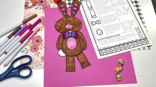 Spring word problem bunny rabbit holiday and seasonal math craft