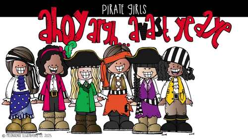 Pirate clip art, Girls COLORED Version by Melonheadz Clipart | TPT