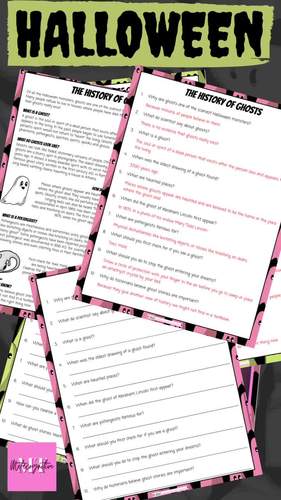 History of Ghosts - Halloween Reading Comprehension Worksheets | TPT