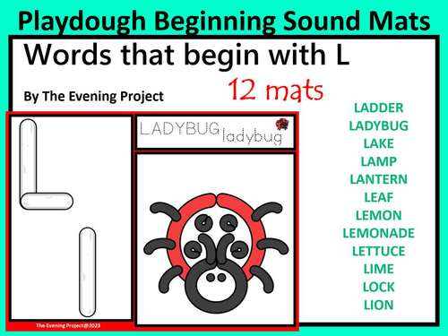 Playdough Beginning Sound Mats /Words that begin with L playdough mats