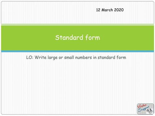 Standard form or Scientific notation by Maths Support Centre | TPT