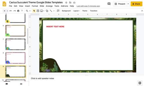 EDITABLE GOOGLE SLIDES™ Templates CACTUS SUCCULENT Theme Distance Learning