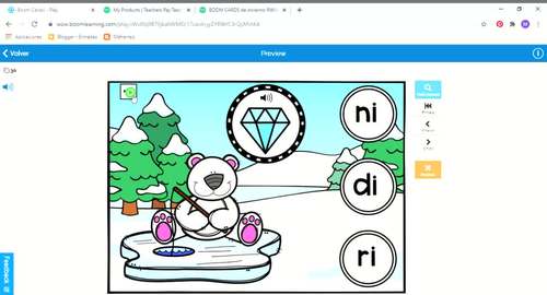 BOOM CARDS de invierno:Lectura sílabas iniciales D,R,N-Winter Distance ...