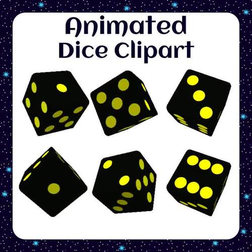 Digital Dice GIFs - Animated Clipart – Black with Yellow Dots | TPT
