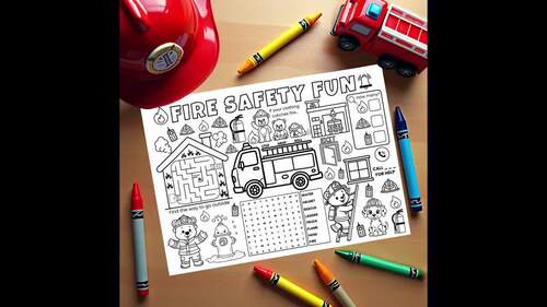 Fire Safety Fun Activity Sheet | Coloring, Maze, Word Search | TPT
