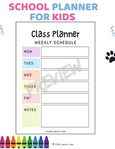 Editable School Planner for Kids - To-Do List, Daily & Weekly Study ...