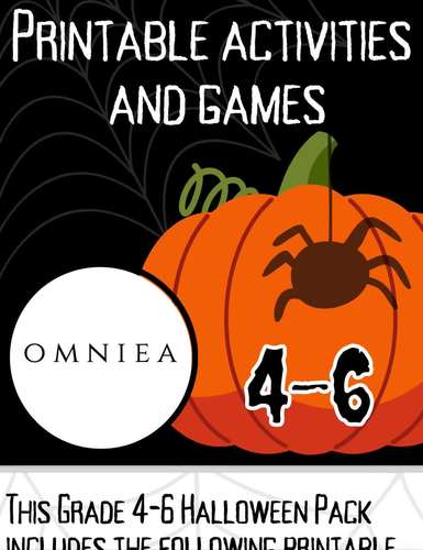 Grade 4-6 Printable Halloween Activity Pack by OMNIEA | TPT