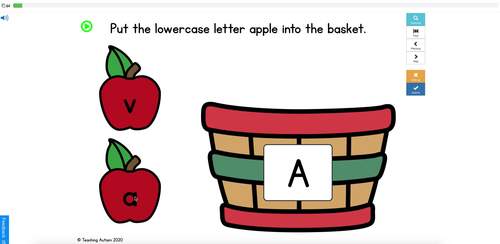 Apple Letter Matching Uppercase and Lowercase Boom Cards by Teaching Autism