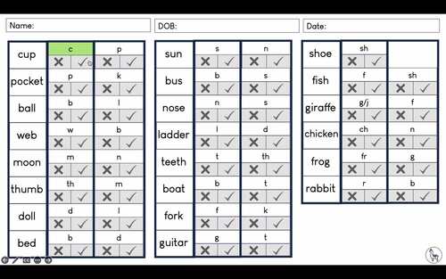 Speech sounds screener | Digital | Fun + Engaging! | Phonology/Articulation