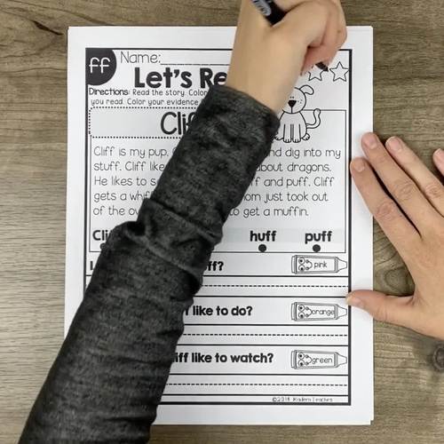 Reading Comprehension Text Evidence for Beginners (Double Consonants)