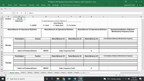 Behavior Progress Monitoring Tool-Automated Graphing- 4 Time Periods-3 ...