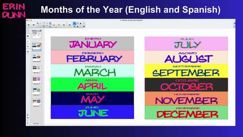 Interactive SMARTnotebook Activity: Months of the Year (English & Spanish)