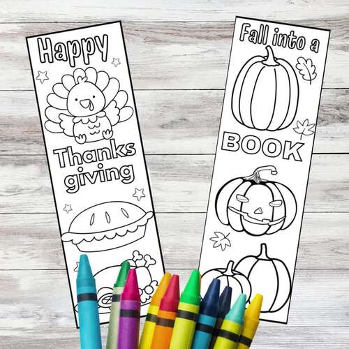 Printable Fall Thanksgiving Coloring Placemat Bookmarks - Autumn Turkey ...