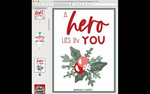 Christmas Growth Mindset Lyric | Posters by musicpluscoffee | TPT