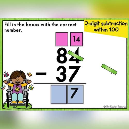 Spring 2 Digit Subtraction with and without regrouping BOOM™ Cards | 2 ...