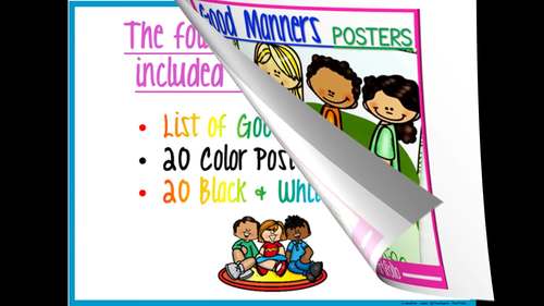 Good Manners Posters in Color and Black / White - Coloring | TPT