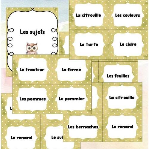 French L'AUTOMNE Sentences - 48 Cartes à Manipuler - Composants de la ...