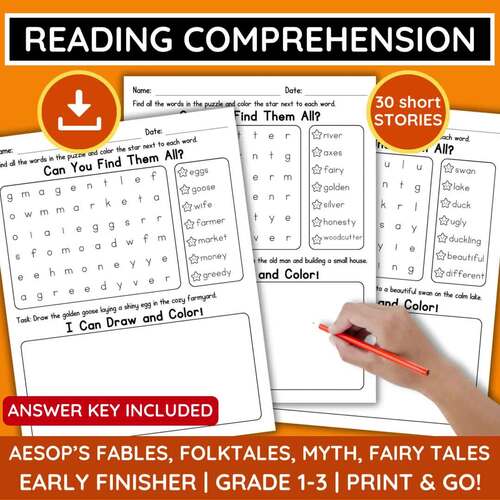 BUNDLE Classic Stories Aesop's Fable Reading Comprehension Passages ...
