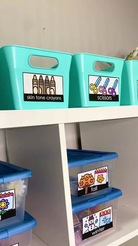 Colorful Classroom Supply Labels with Pictures EDITABLE Bin Labels ...