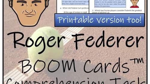 Roger Federer BOOM Cards™ Comprehension Activity 3rd Grade & 4th Grade